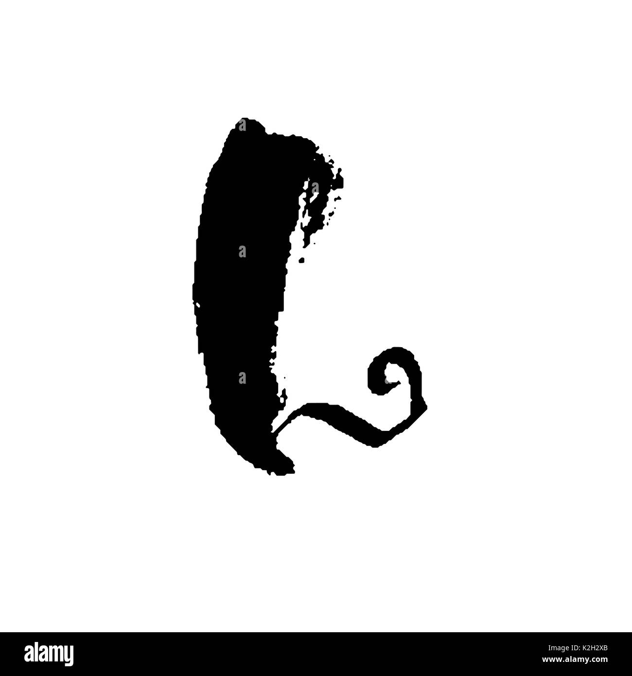 Letter L. Handwritten by dry brush. Rough strokes font. Vector ...