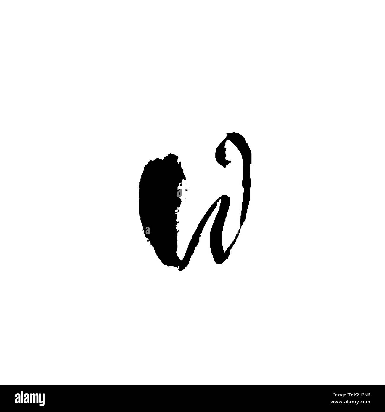 Letter W. Handwritten by dry brush. Rough strokes font. Vector ...