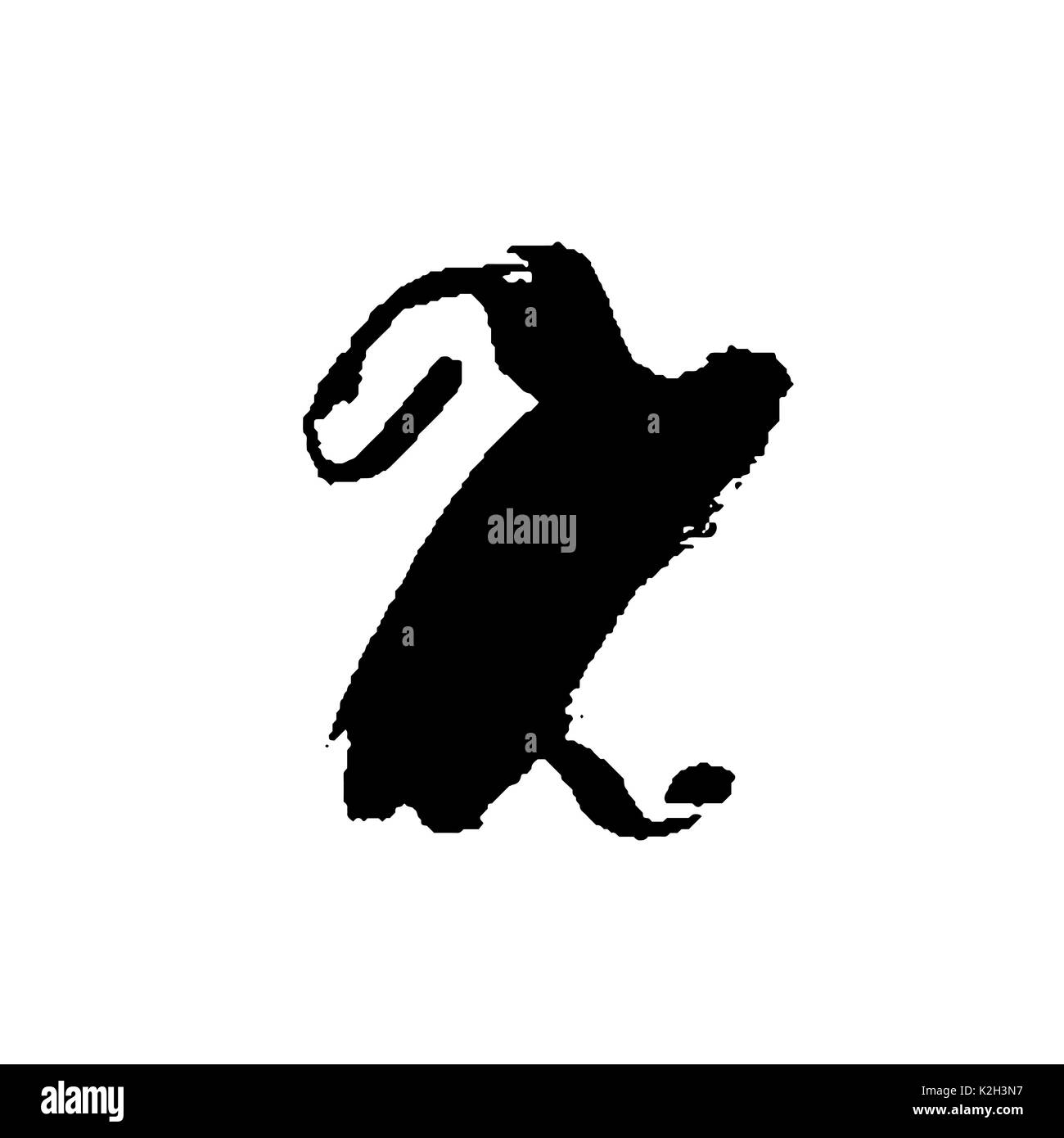 Letter Z. Handwritten by dry brush. Rough strokes font. Vector ...