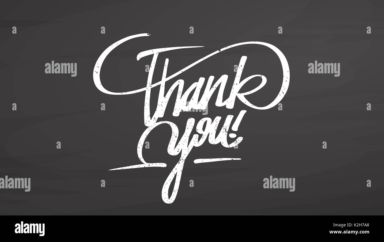 Thank you quote on chalkboard, handdrawn vector sketch, clean outlines ...