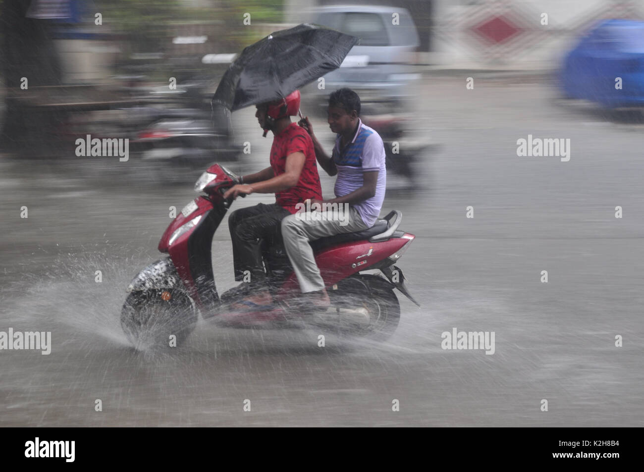 Agartala, India. 30th Aug, 2017. People are trying to take shelter in ...
