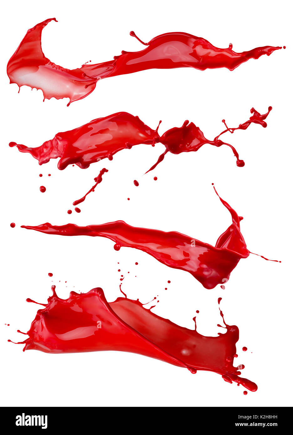 red paint splashes isolated on a white background Stock Photo - Alamy