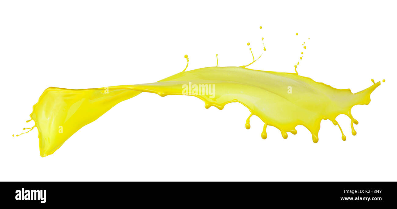 yellow paint splash isolated on a white background Stock Photo - Alamy