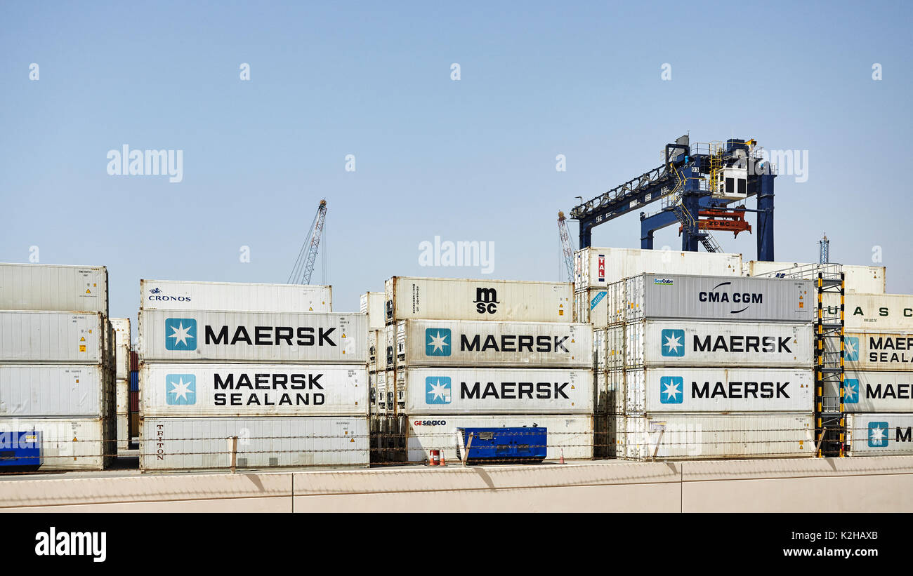 Ajman, United Arab Emirates - May 3, 2017: Containers at the Hutchison ...