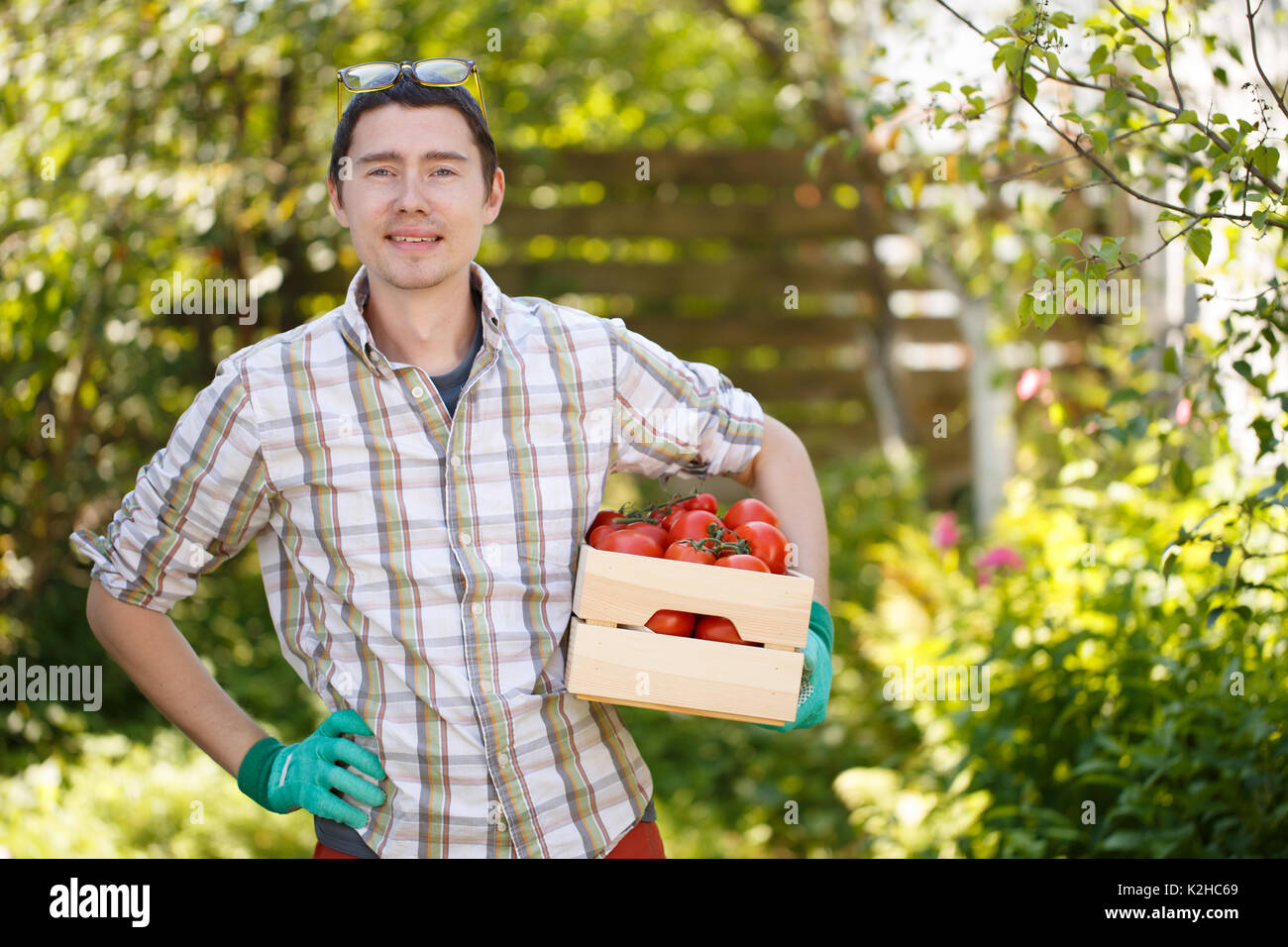 Photo of man with tomato Stock Photo - Alamy