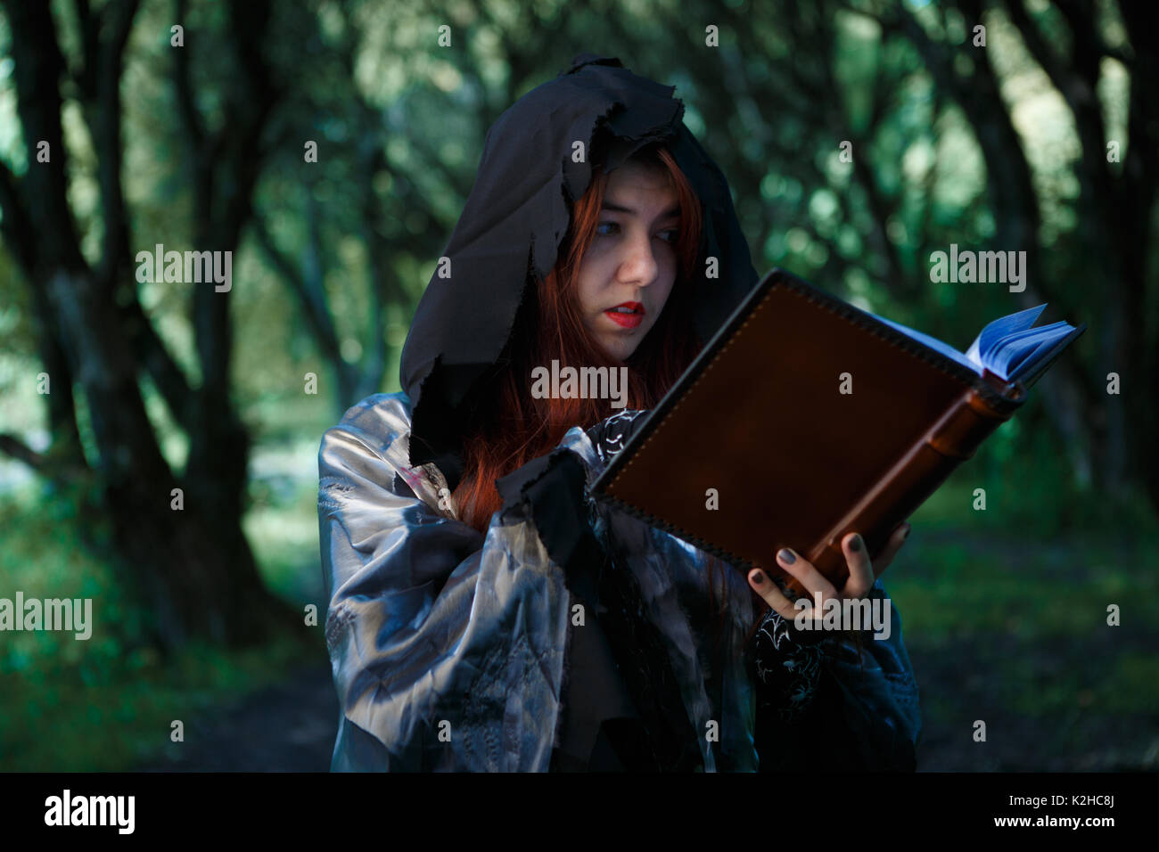 Photo of witch with book Stock Photo - Alamy