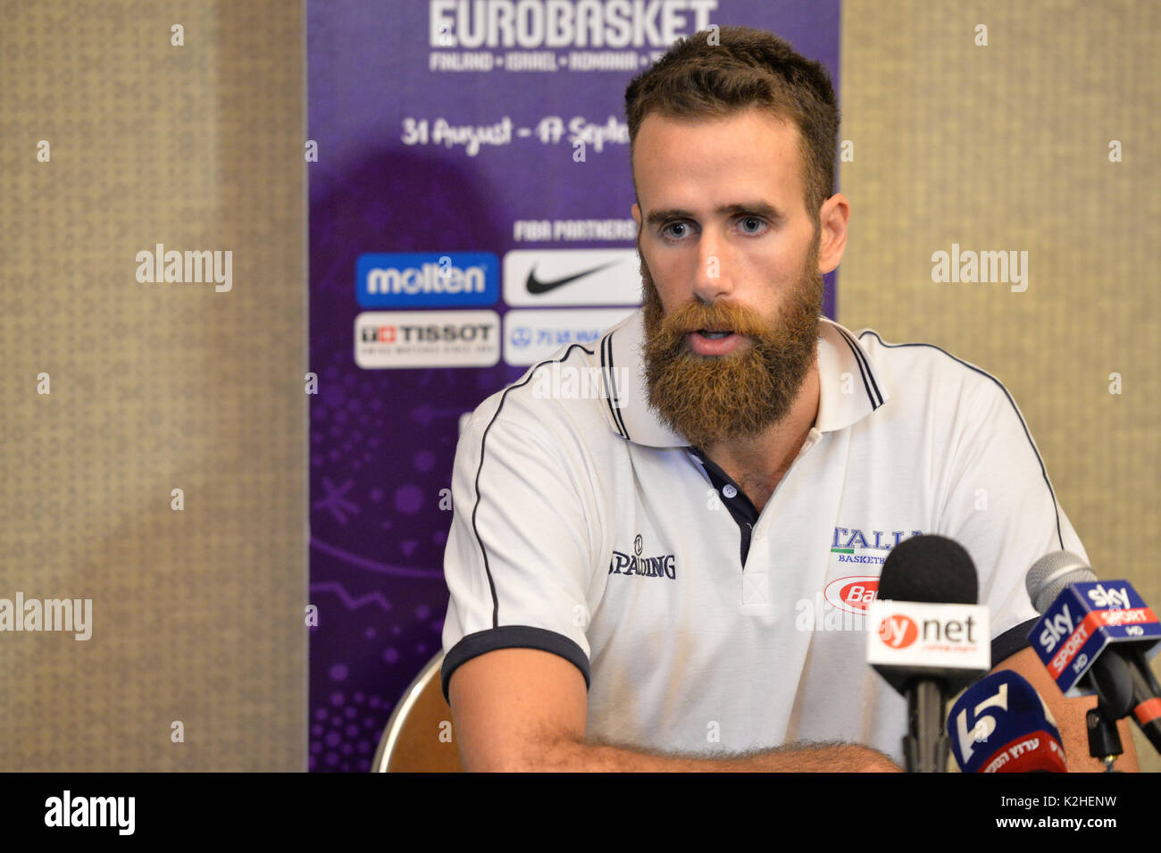 Luigi Datome of Italy during Erurobasket press conference. (Photo by ...