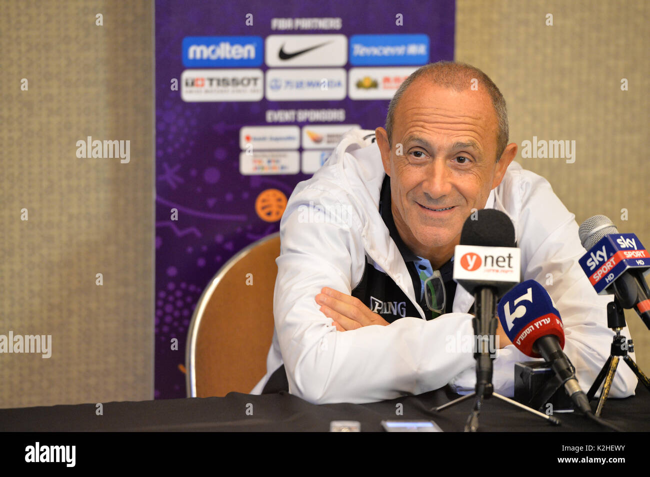 Ettore Messina of Italy during Erurobasket press conference. (Photo by ...