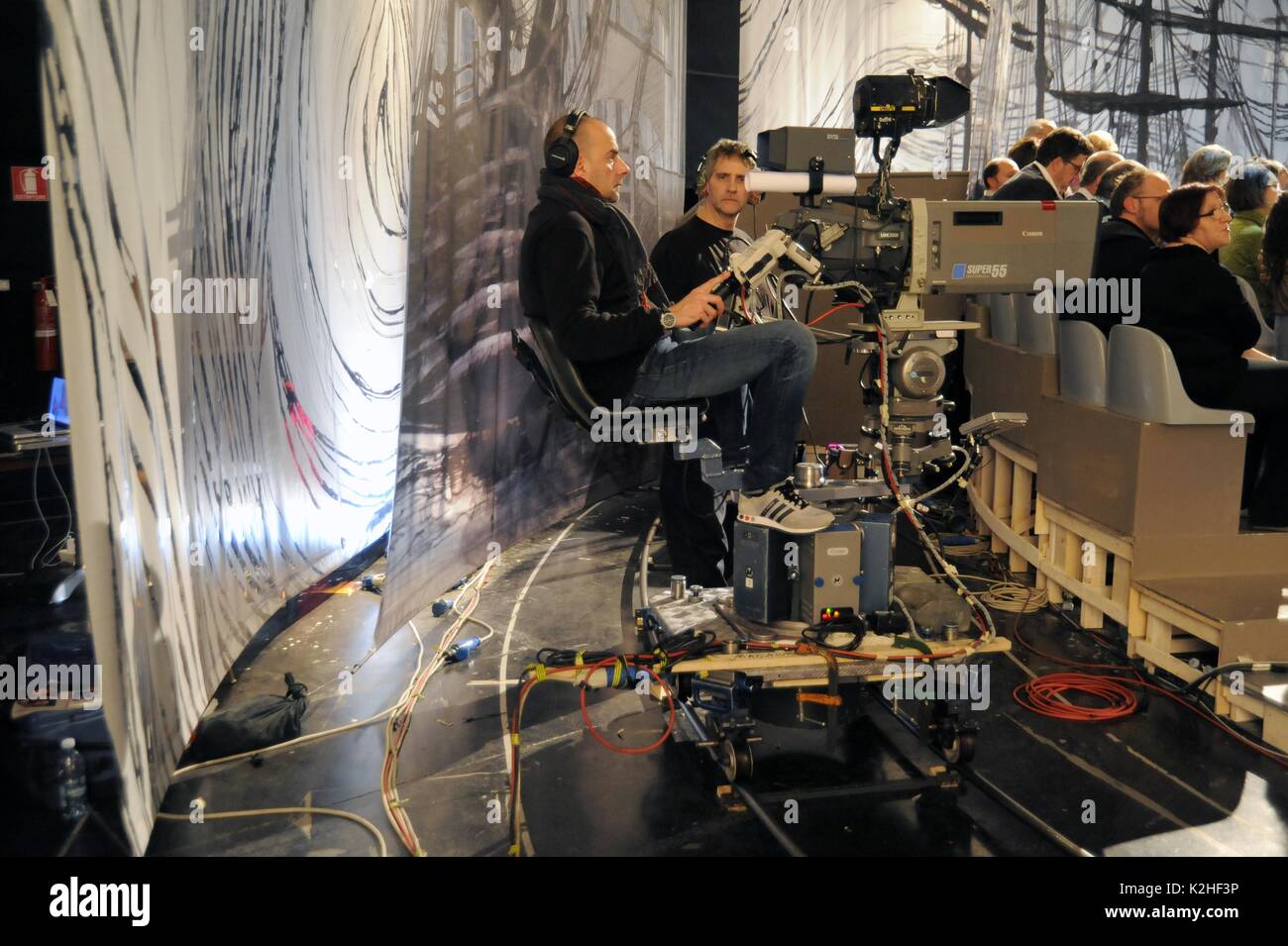 Milan (Italy), television studios of LA7 network during a talk show ...