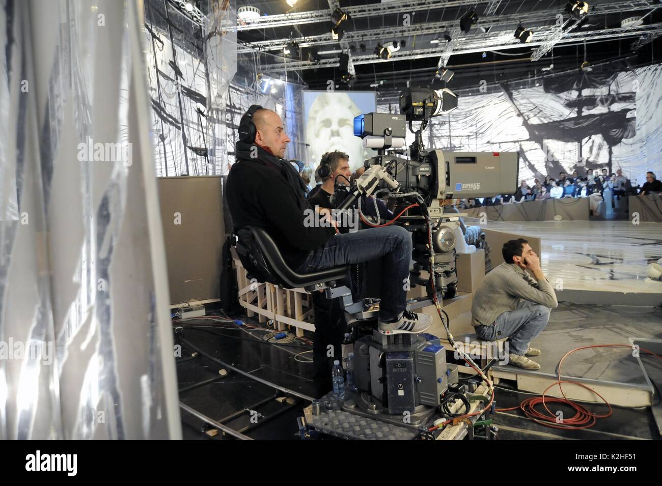 Milan (Italy), television studios of LA7 network during a talk show ...