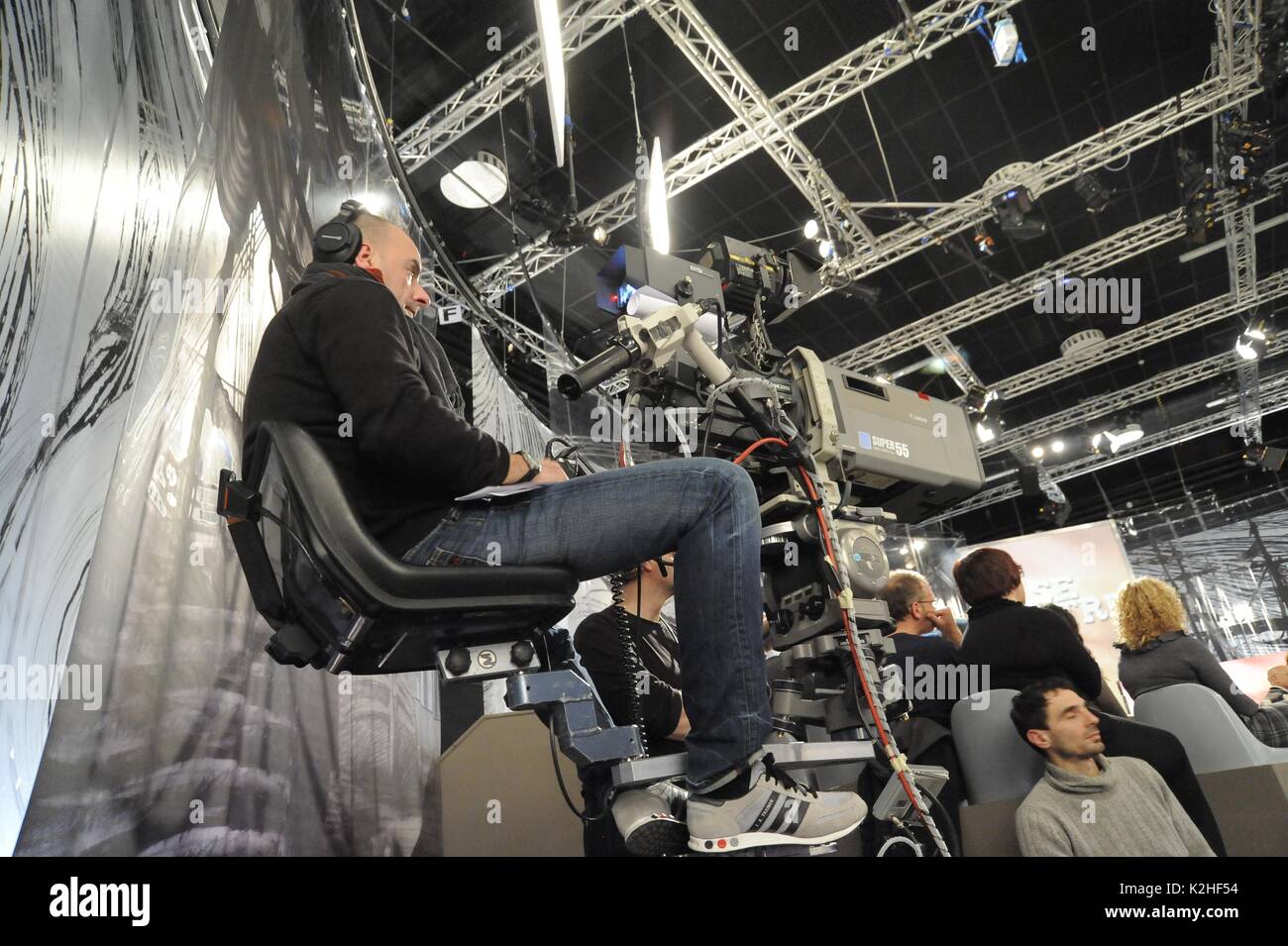 Milan (Italy), television studios of LA7 network during a talk show ...