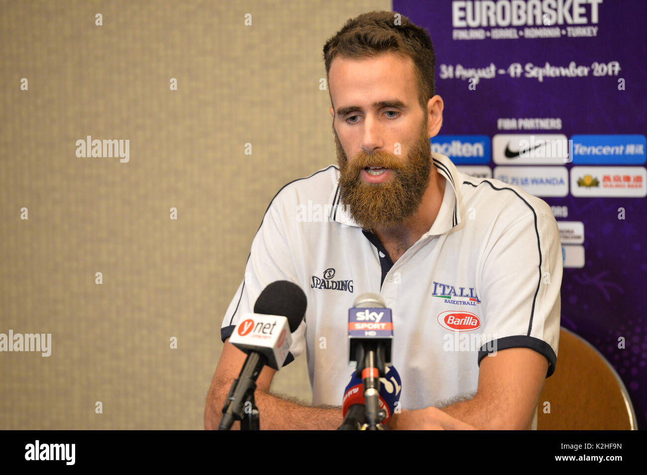 Luigi Datome of Italy during Erurobasket press conference. (Photo by ...