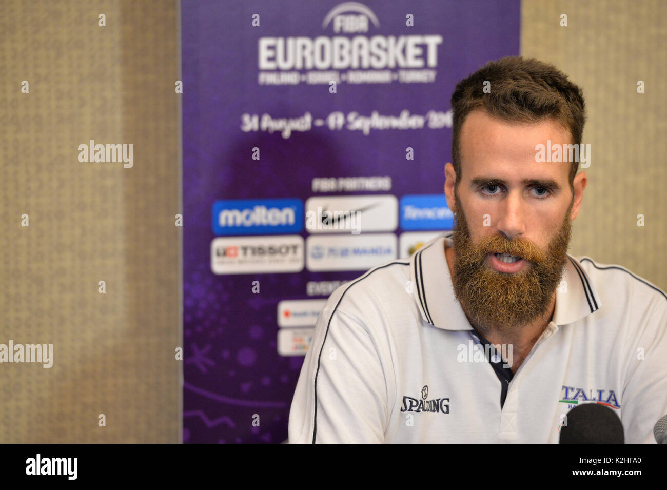 Luigi Datome of Italy during Erurobasket press conference. (Photo by ...