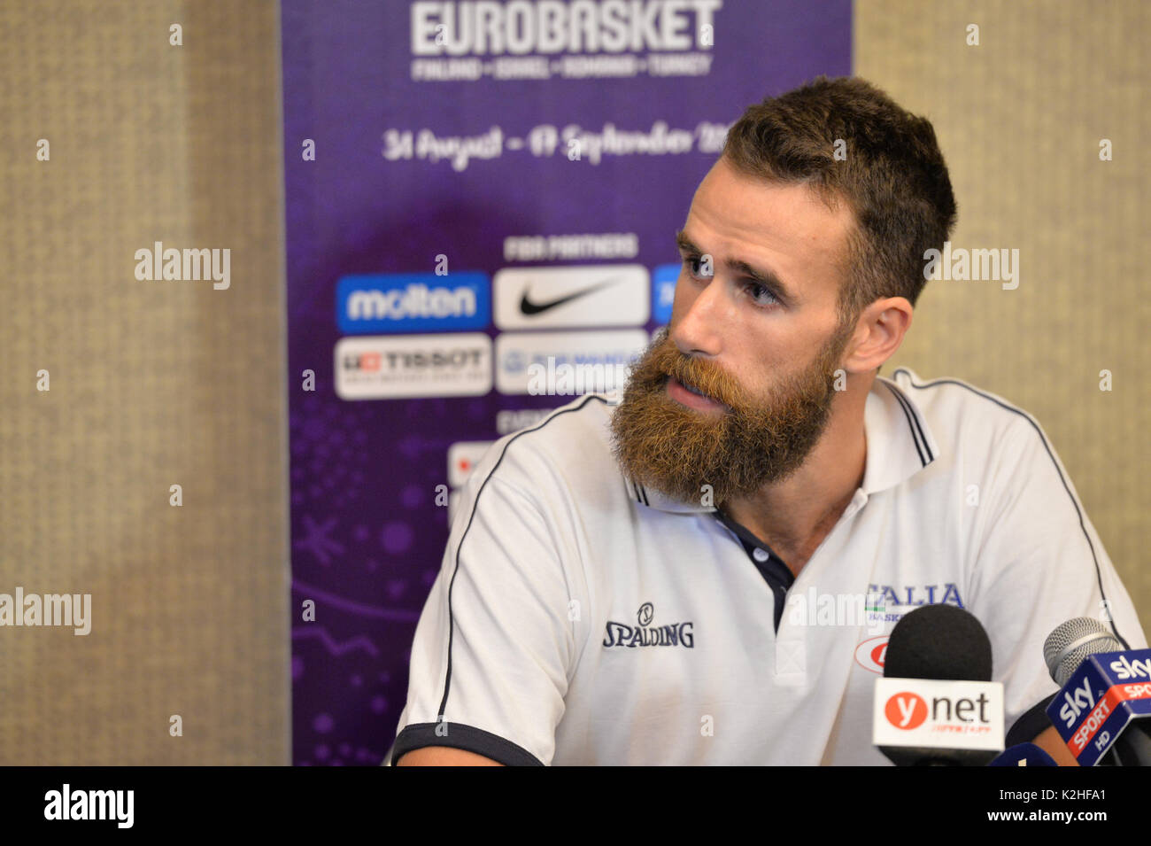 Luigi Datome of Italy during Erurobasket press conference. (Photo by ...