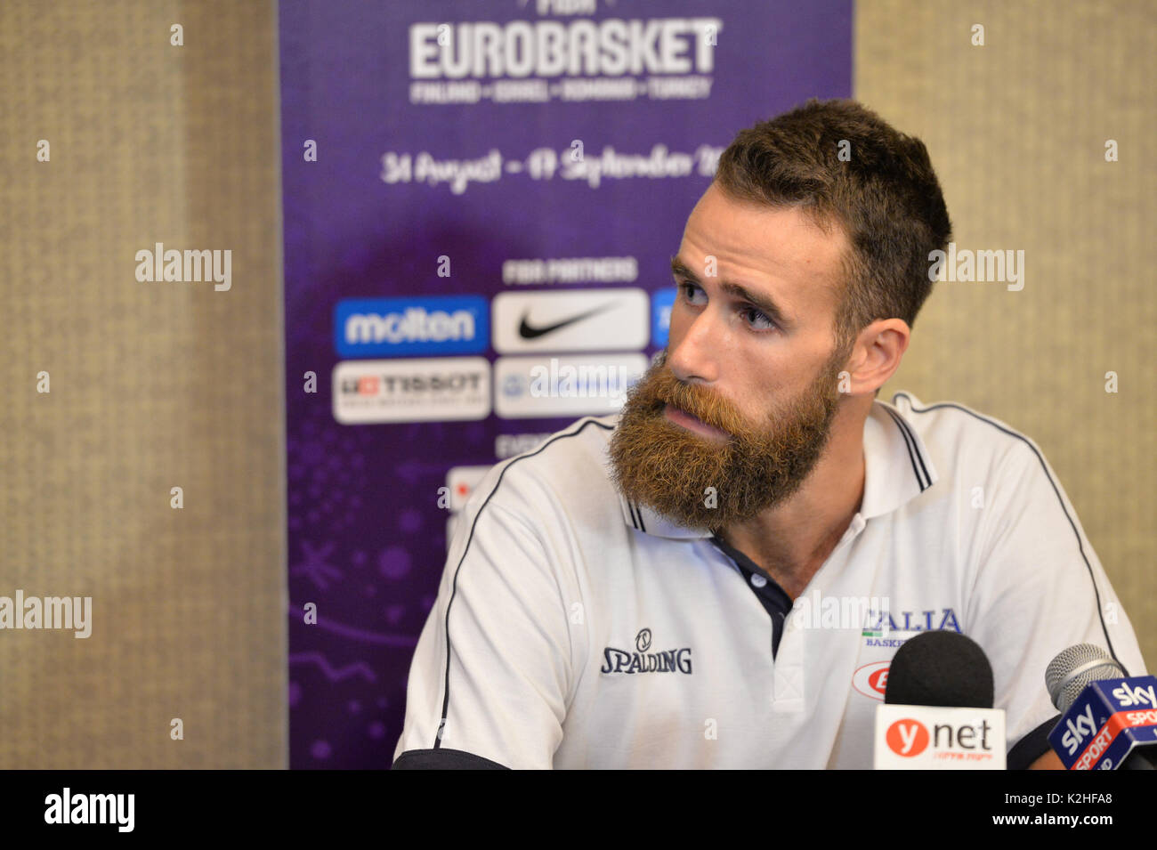 Luigi Datome of Italy during Erurobasket press conference. (Photo by ...