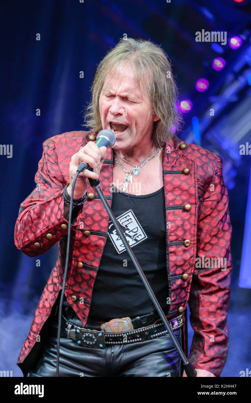 Pete French of Atomic Rooster performing at the Weyfest music festival ...
