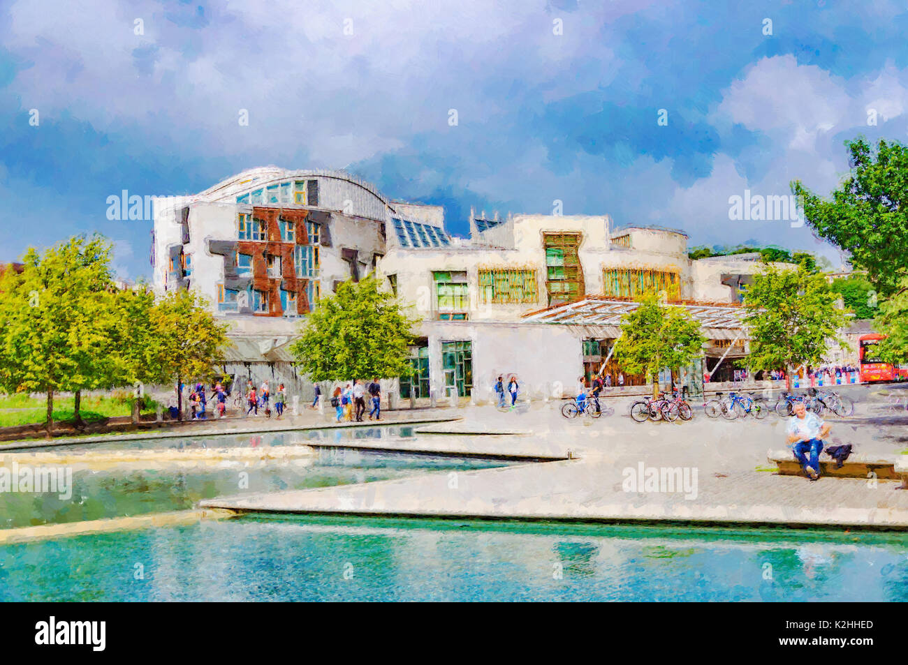 Illustration of the exterior of the Scottish Parliament Building ...