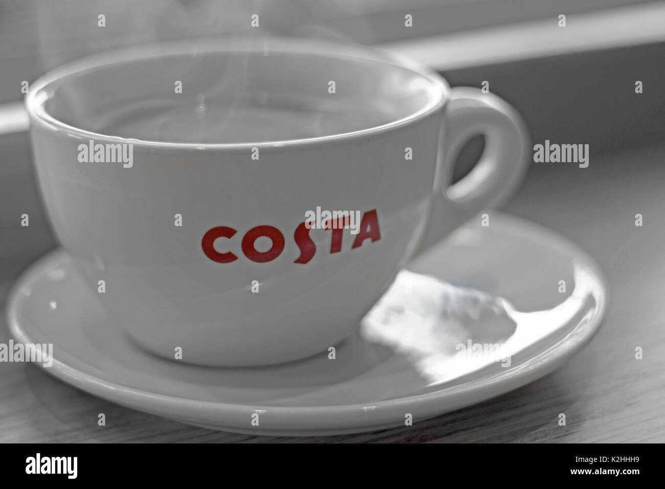 A Hot Costa Coffee served in a cup and saucer Stock Photo - Alamy