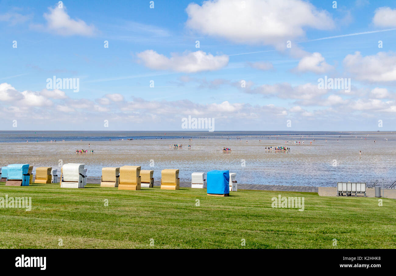 coastal scenery around Buesum in Dithmarschen at Schleswig-Holstein ...