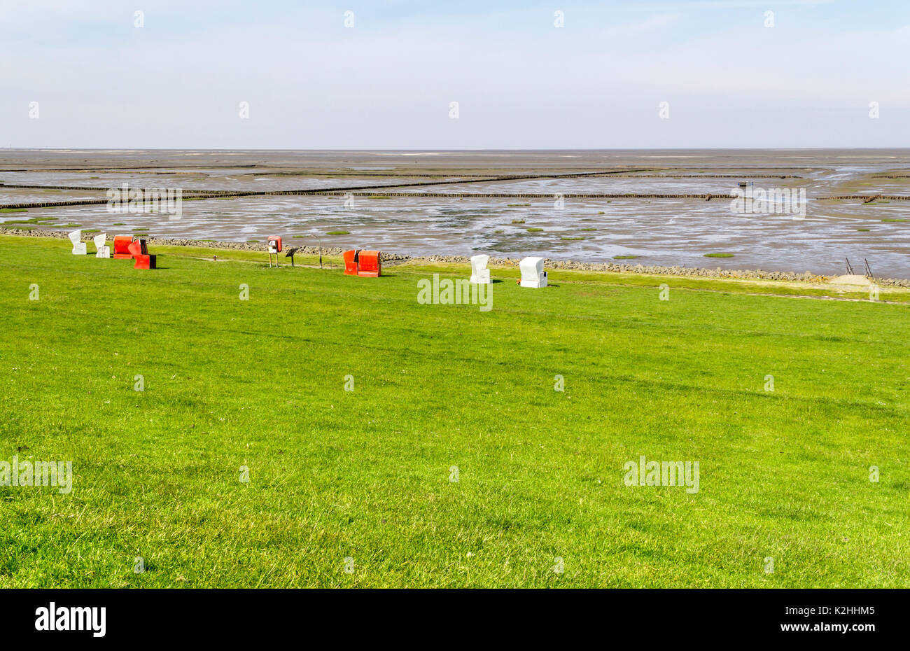 coastal scenery around Buesum in Dithmarschen at Schleswig-Holstein ...
