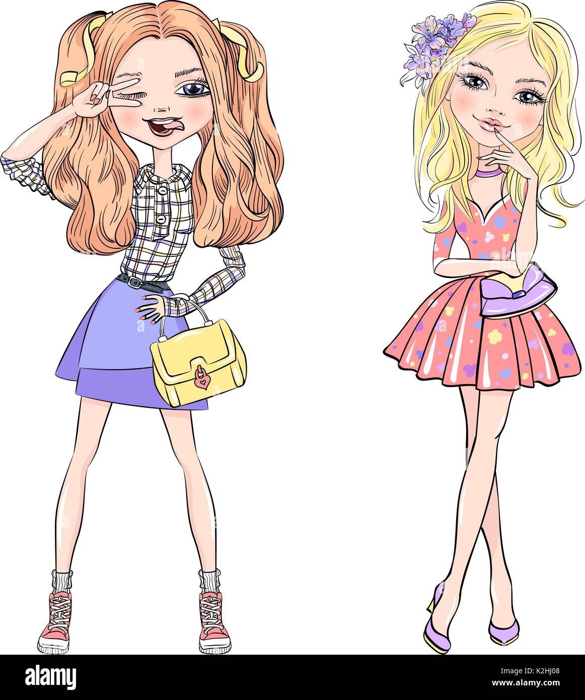 Vector set of cute fashionable girls Stock Vector Image & Art - Alamy