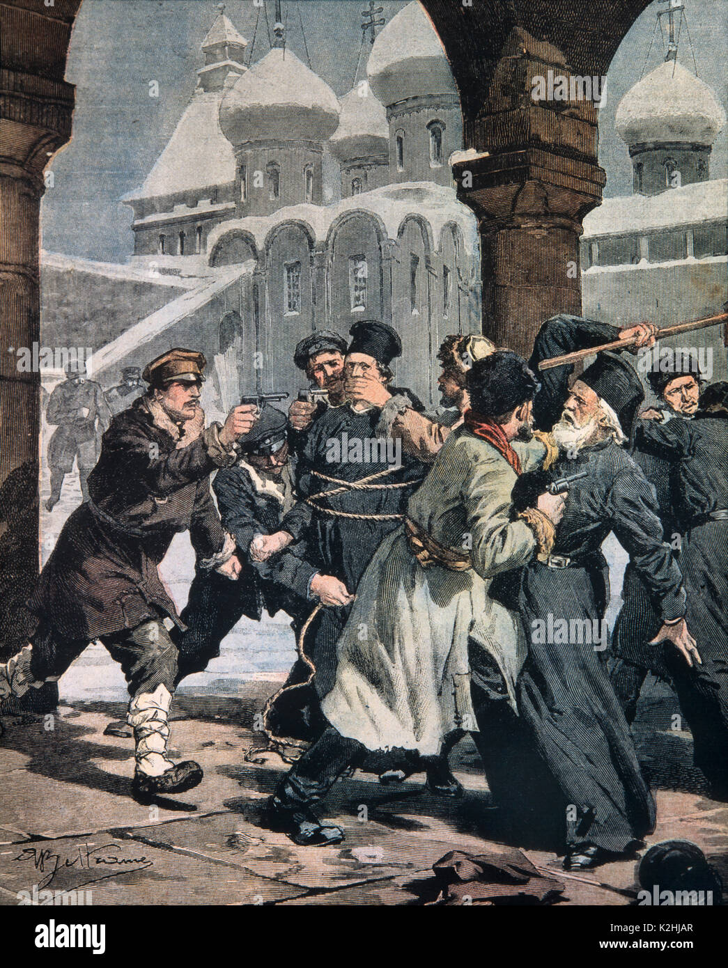 Attack of a monastery in Russia - 1907 Stock Photo - Alamy