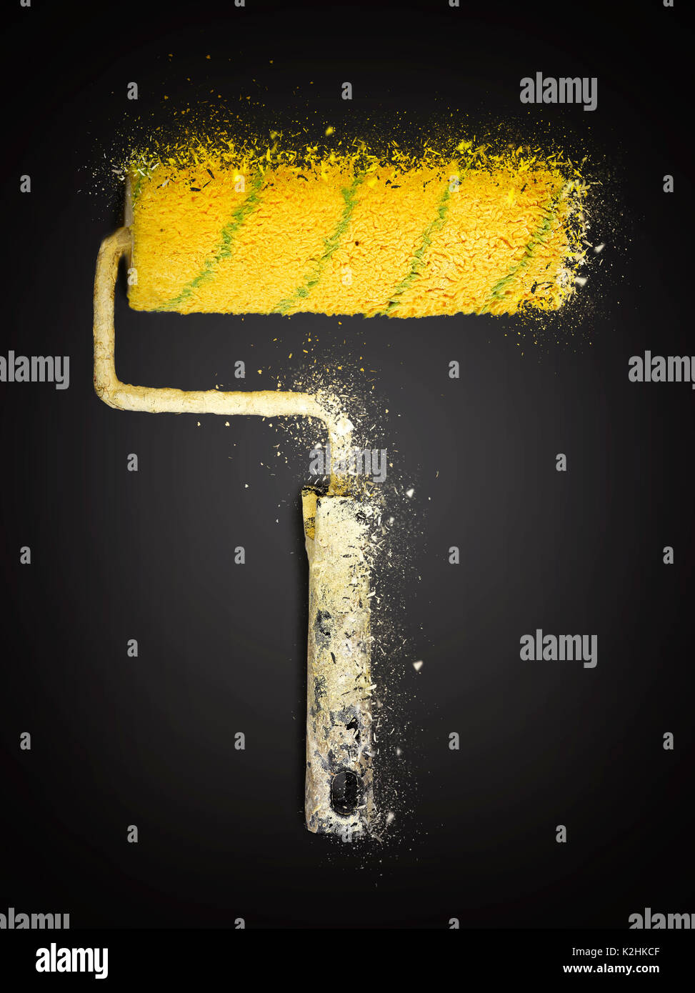 Paint roller shattered on black Stock Photo - Alamy