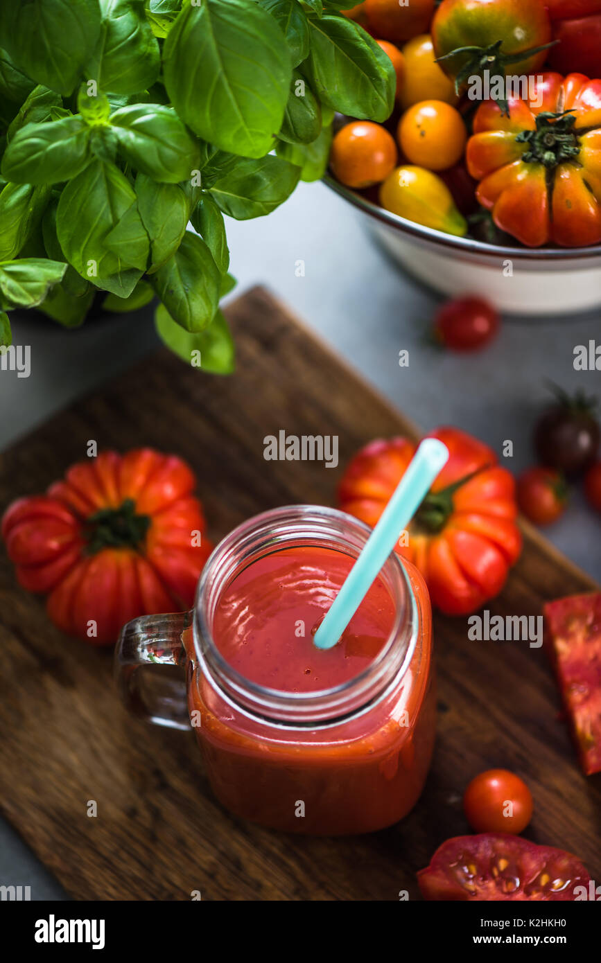 Homemade healthy tomato juice smoothie Stock Photo - Alamy