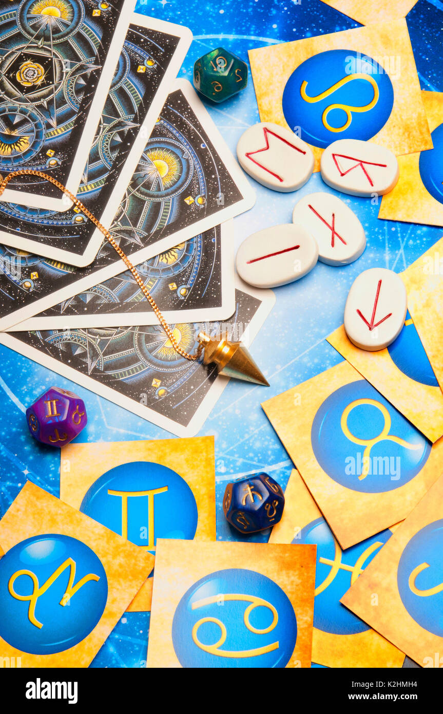 astrological and magical objects Stock Photo - Alamy