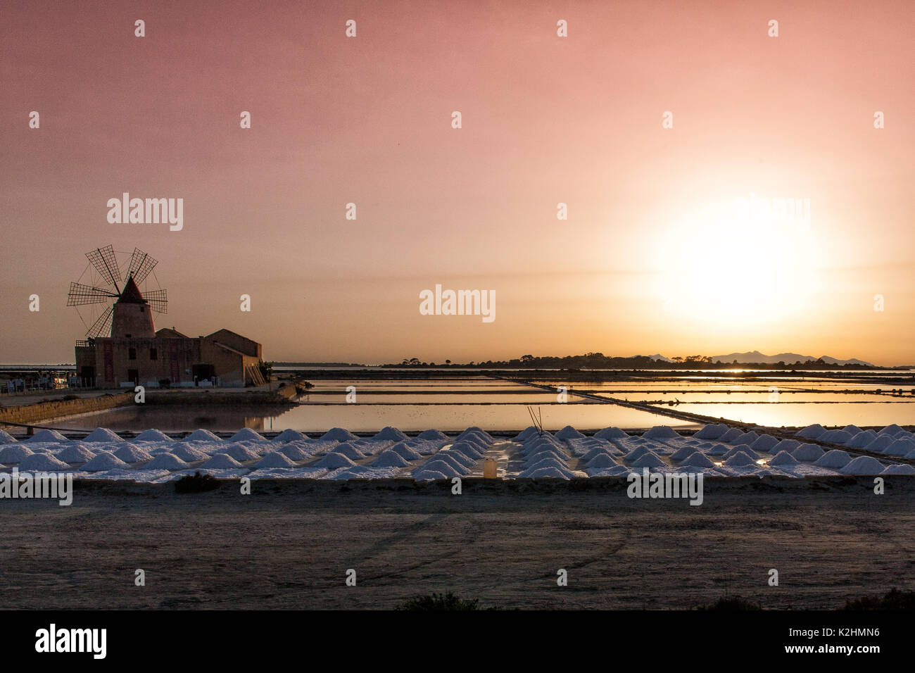 Marsala (Italy) - "Saline dello Stagnone", windmills at the Salt Lake ...