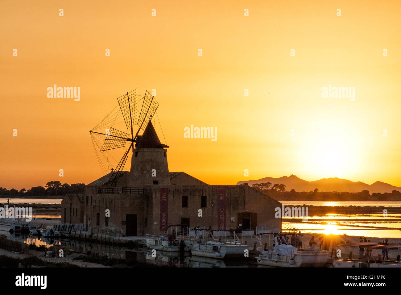 Marsala (Italy) - "Saline dello Stagnone", windmills at the Salt Lake ...