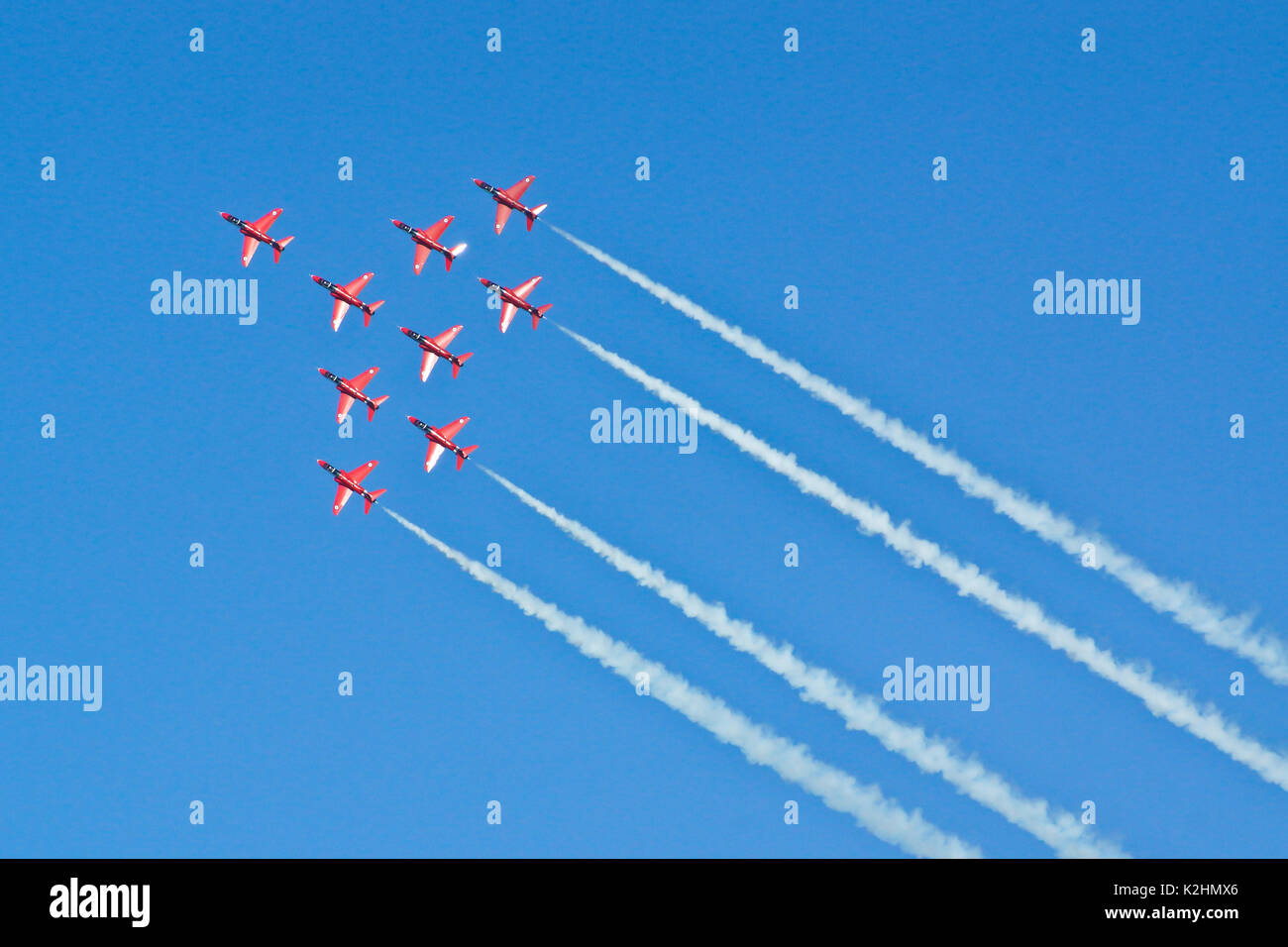 The Red Arrows in flight, Dawlish, UK Stock Photo - Alamy