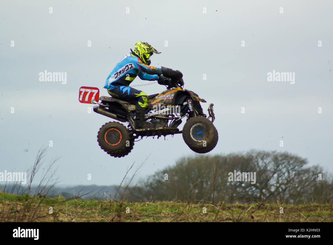 Moto Cross quad bike riders in Devon, UK Stock Photo - Alamy