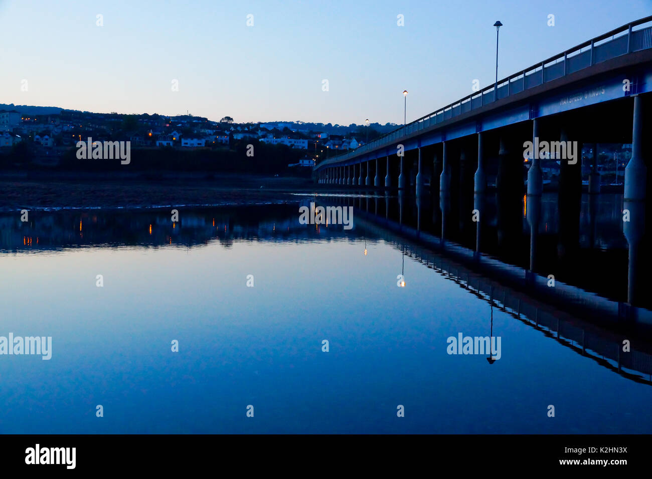 Shaldon Bridge over the River Teignmouth at Sunset, Shaldon, Devon, UK ...