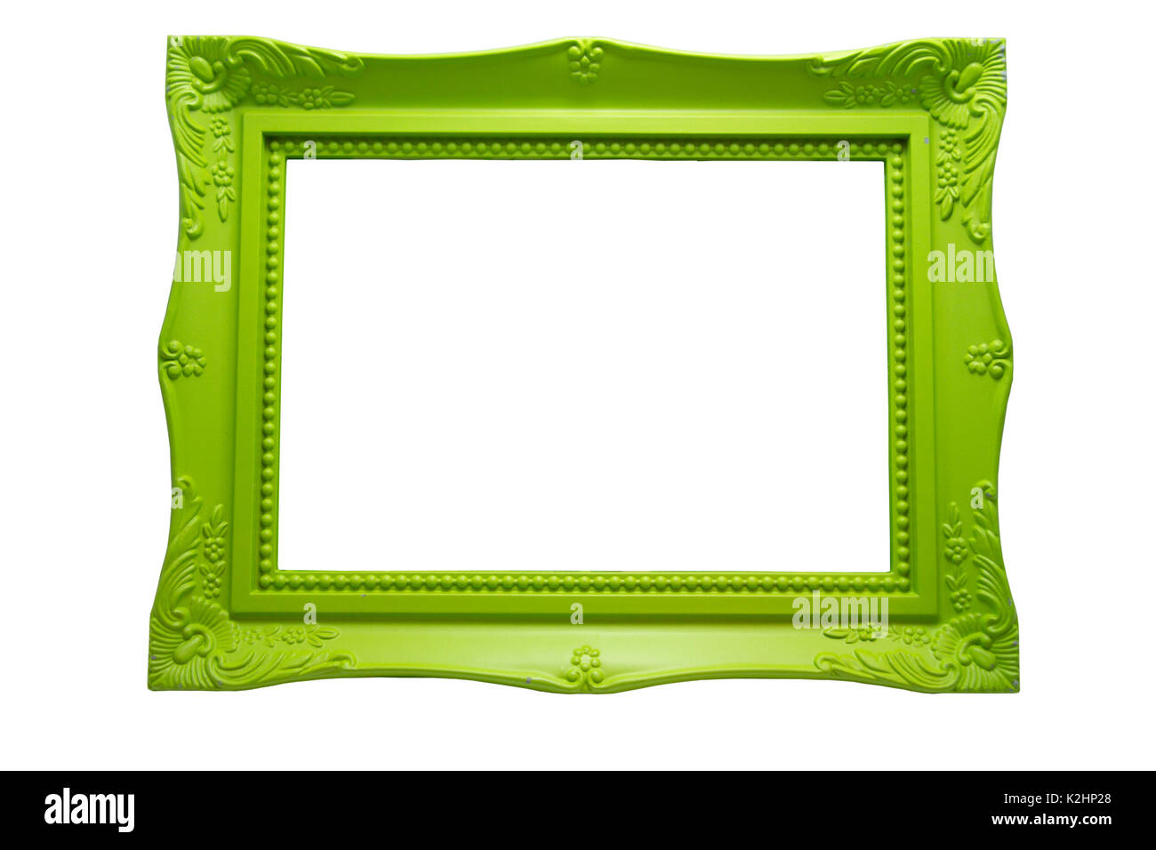 Green picture frame isolated on white background Stock Photo - Alamy