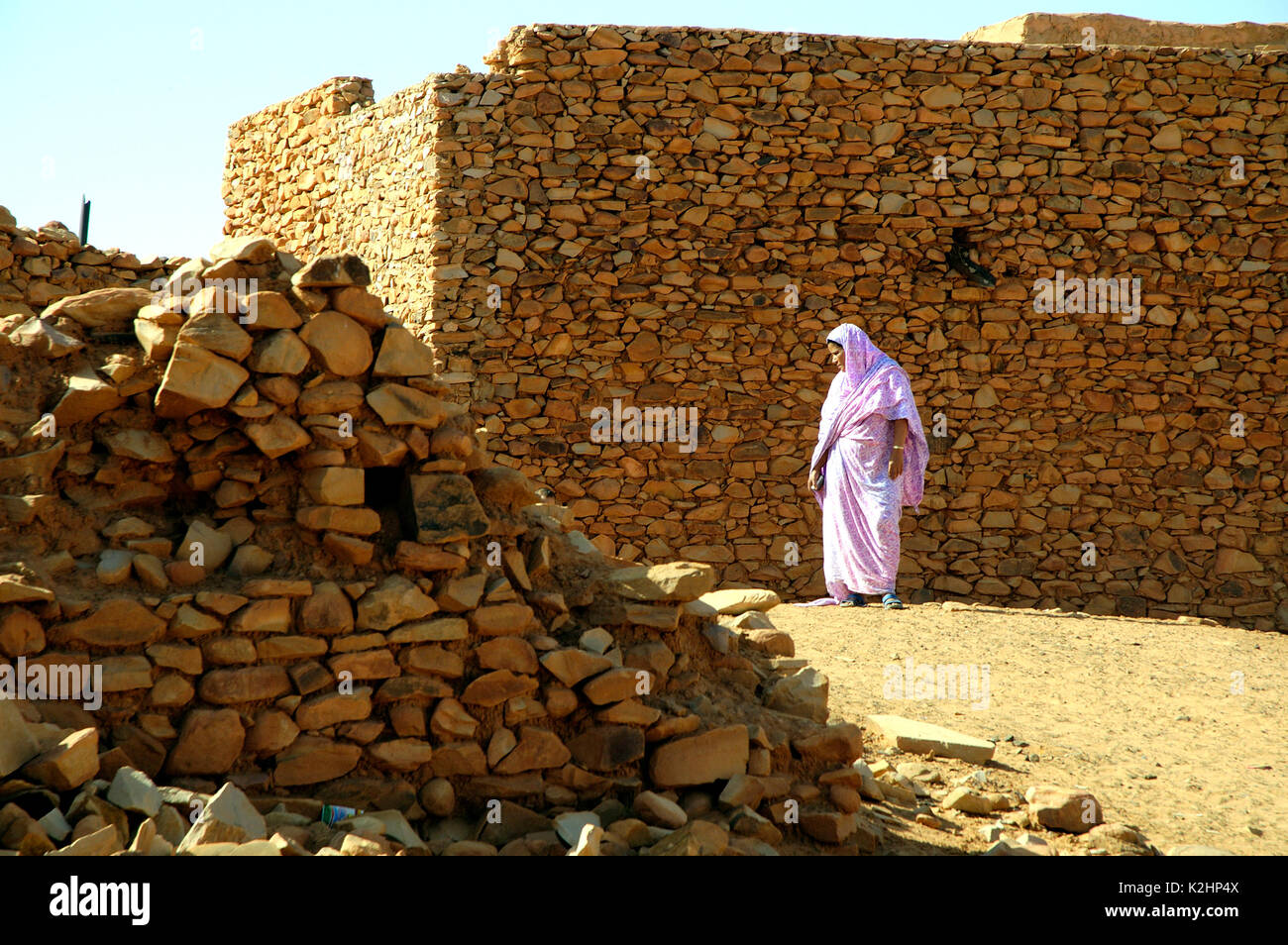 Chinguetti. A woman at the Ksour, the old town, a UNESCO World Heritage ...