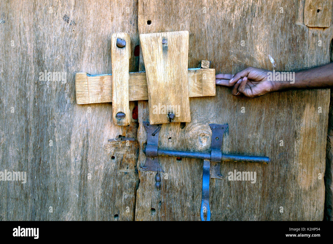 Traditional door lock of Chinguetti at the Ksour, the old town, a ...