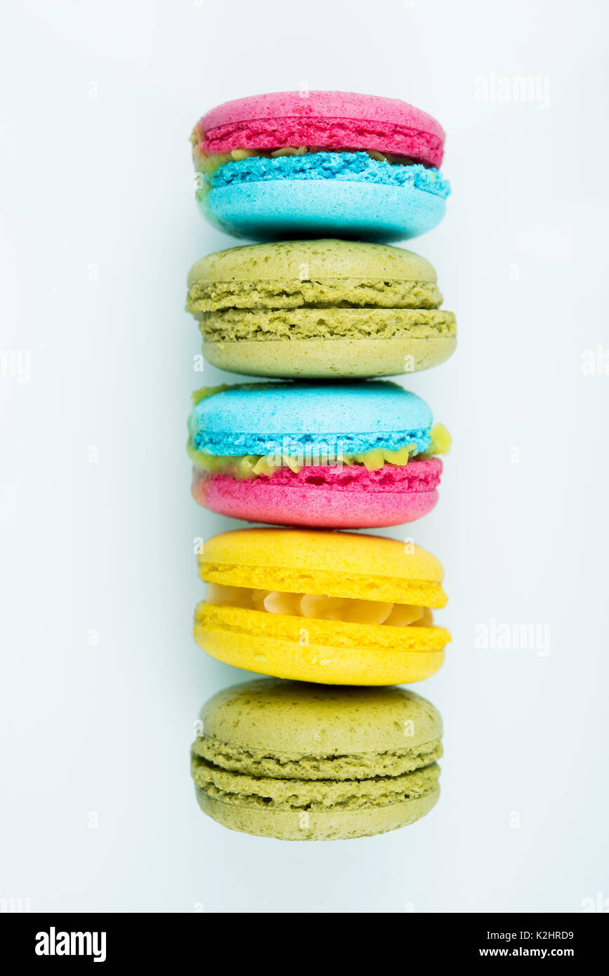 fresh macarons on white background Stock Photo - Alamy