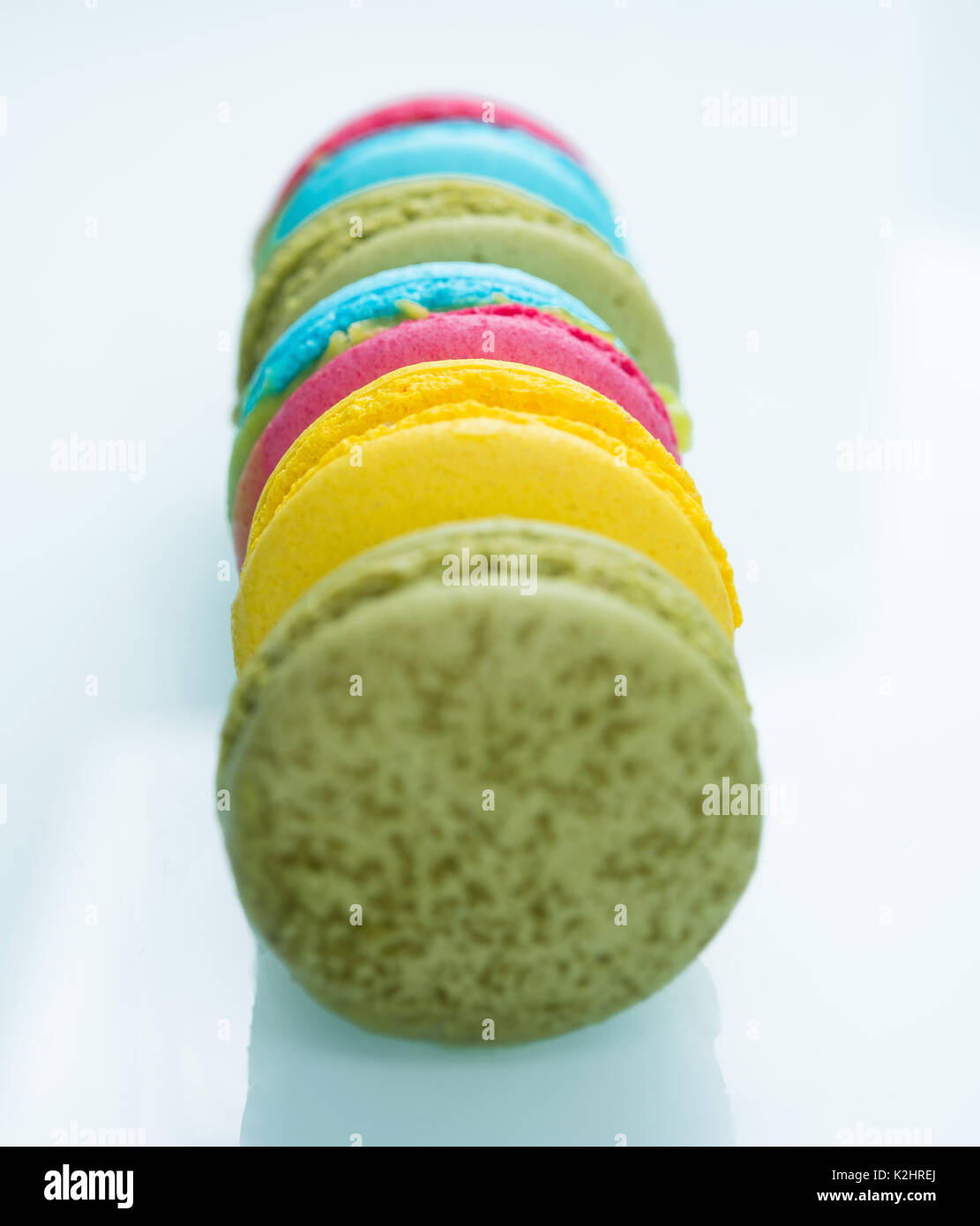 fresh macarons on white background Stock Photo - Alamy