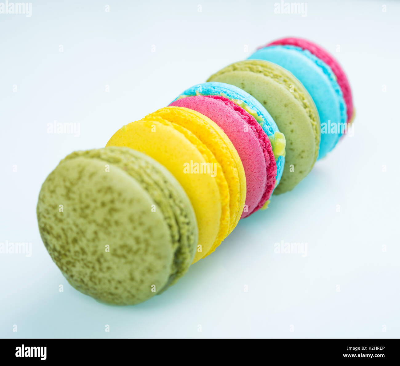 fresh macarons on white background Stock Photo - Alamy