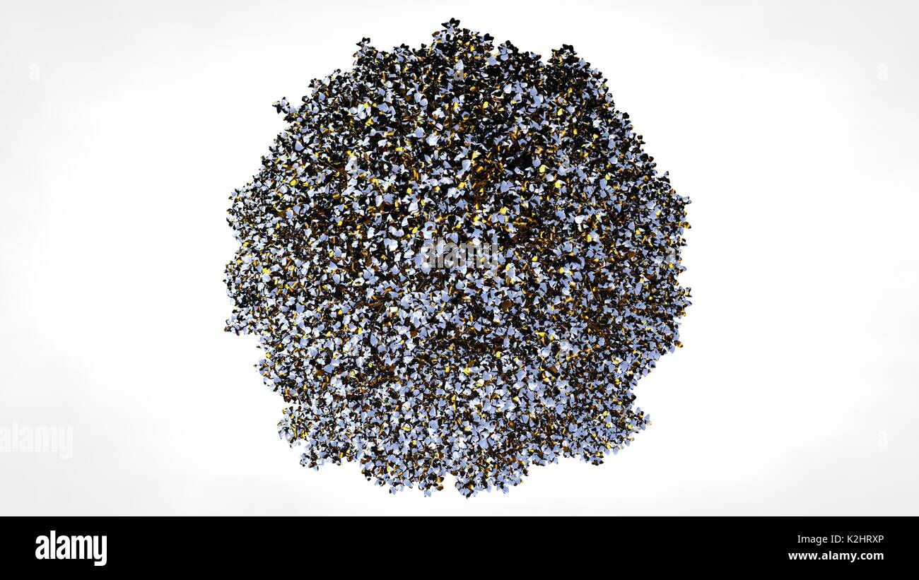 3d rendering of an abstract reflective golden tree on a white ...