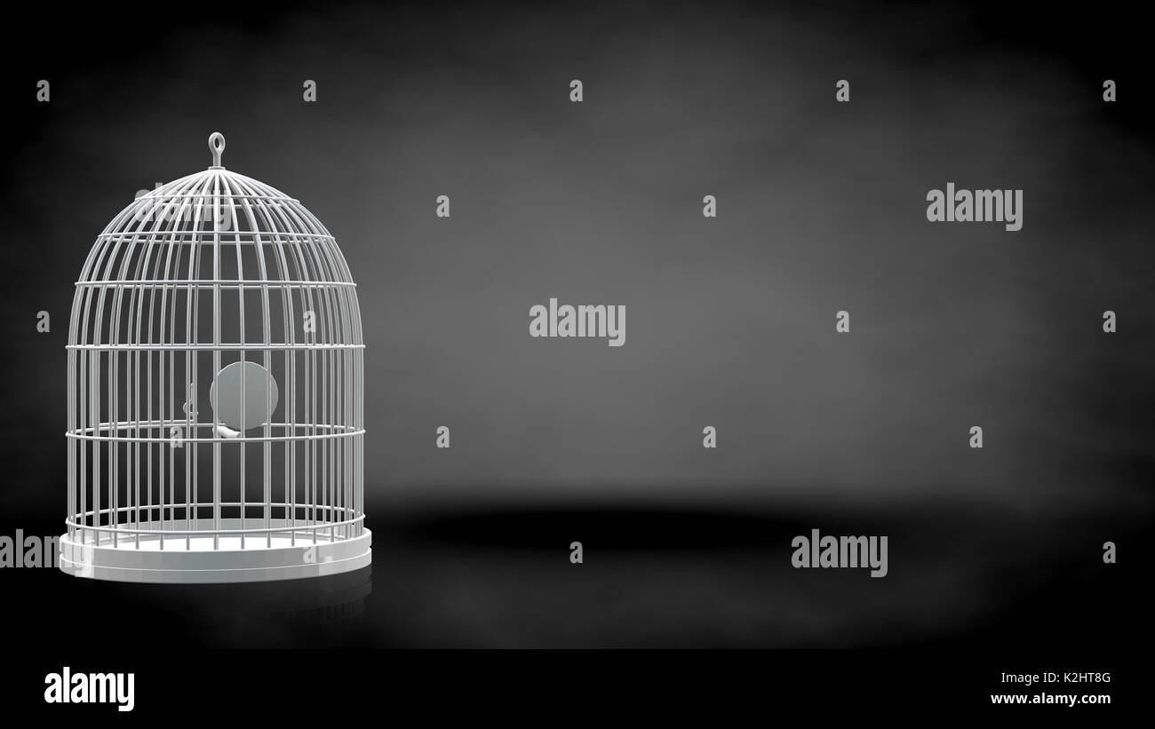 3d rendering of a reflective cage on a dark black background Stock ...