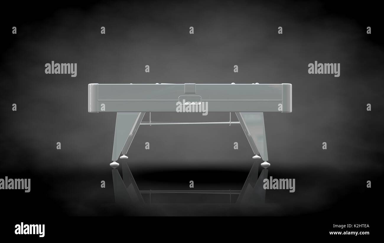 3d rendering of a reflective billiard table on a dark black background ...