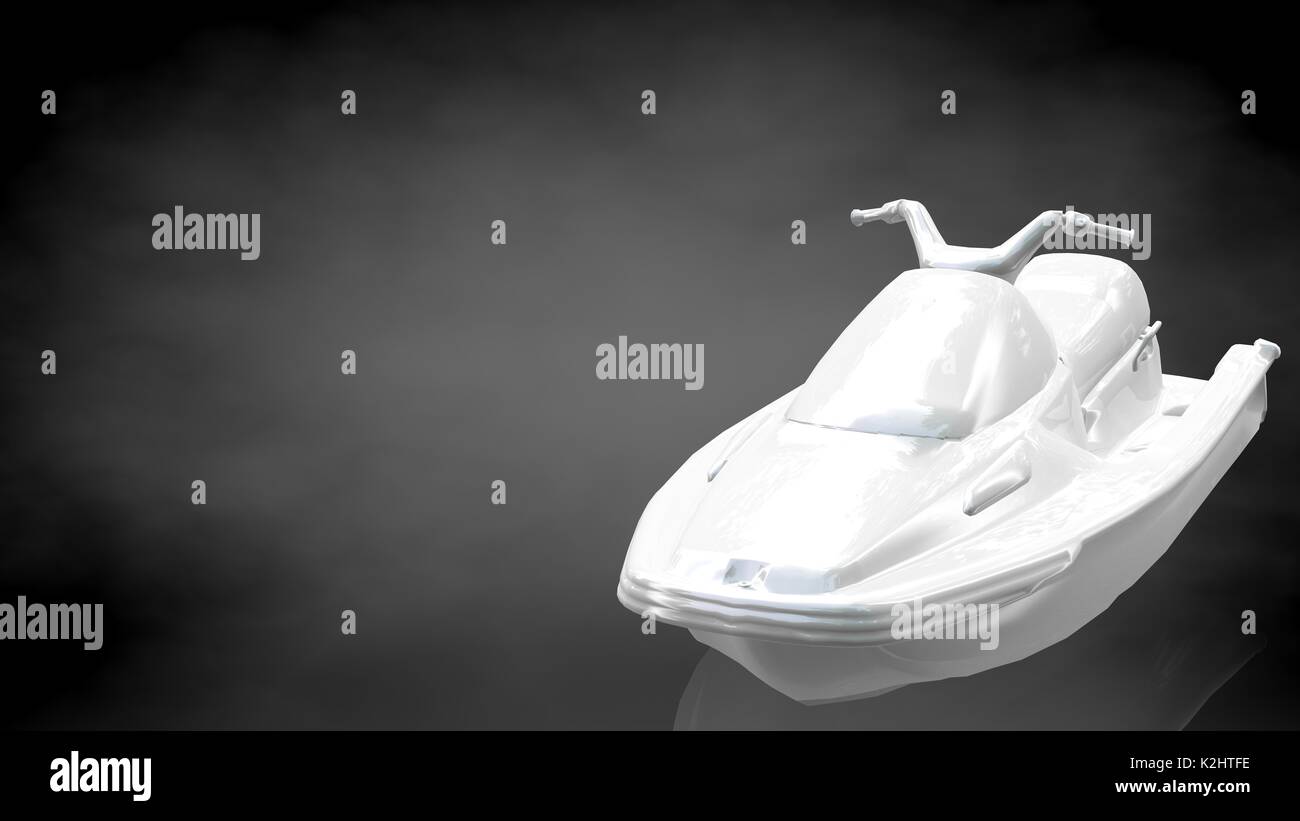 3d rendering of a reflective jet ski on a dark black background Stock ...