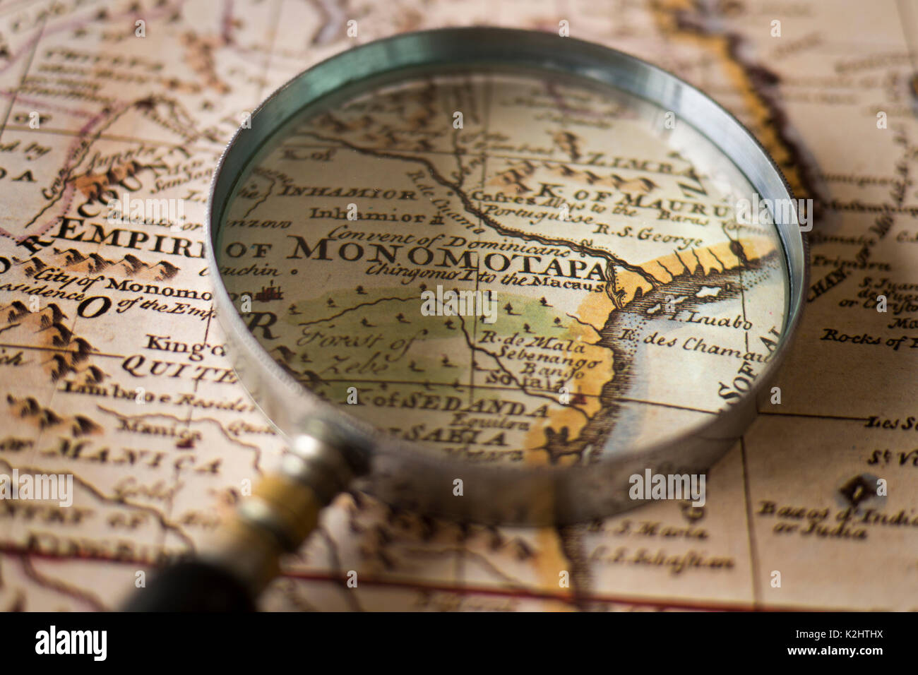 Magnifying glass old map hi-res stock photography and images - Alamy