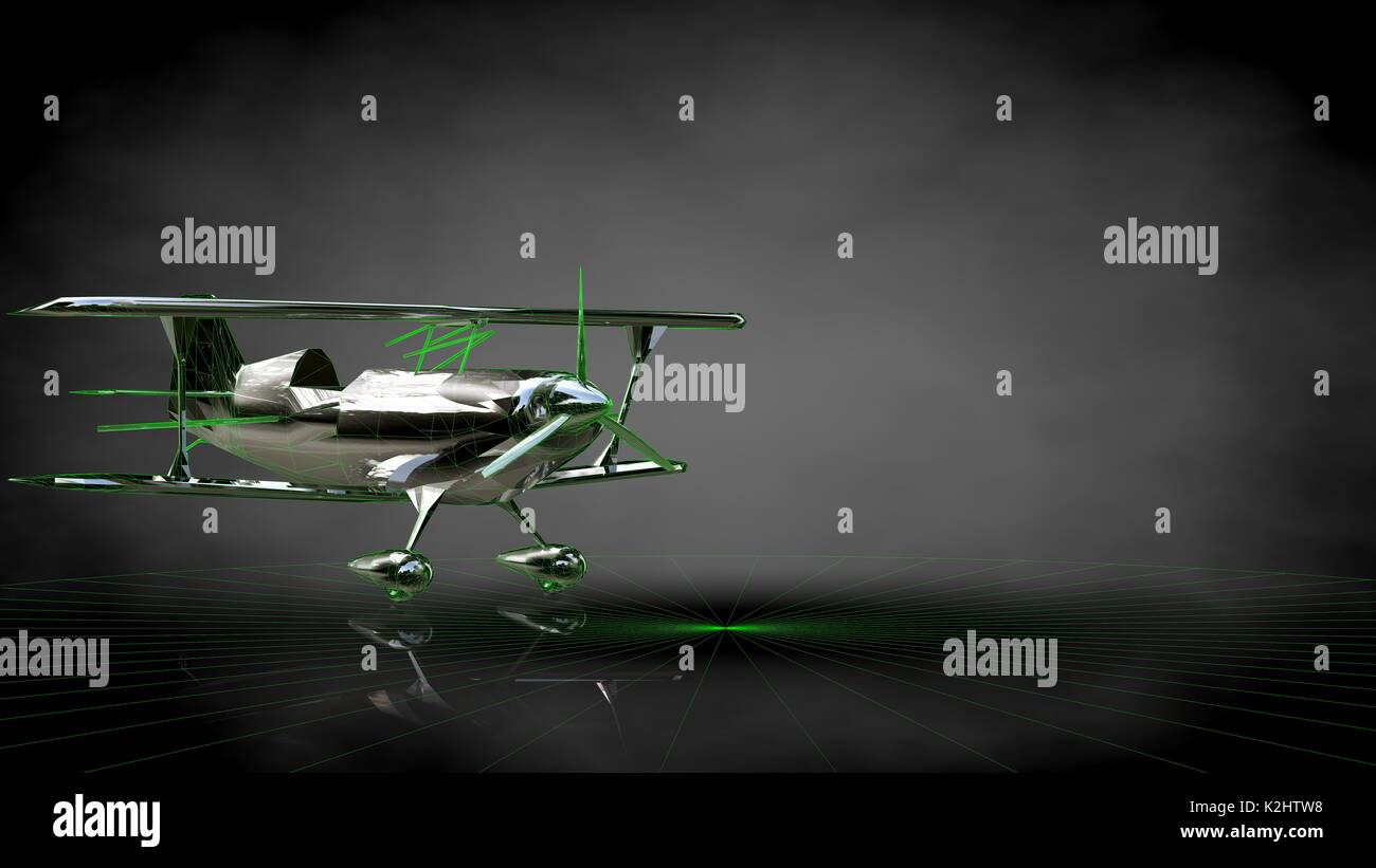 3d rendering of a reflective plane on a dark black background Stock ...