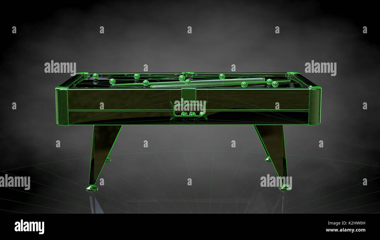 3d rendering of a reflective billiard table on a dark black background ...
