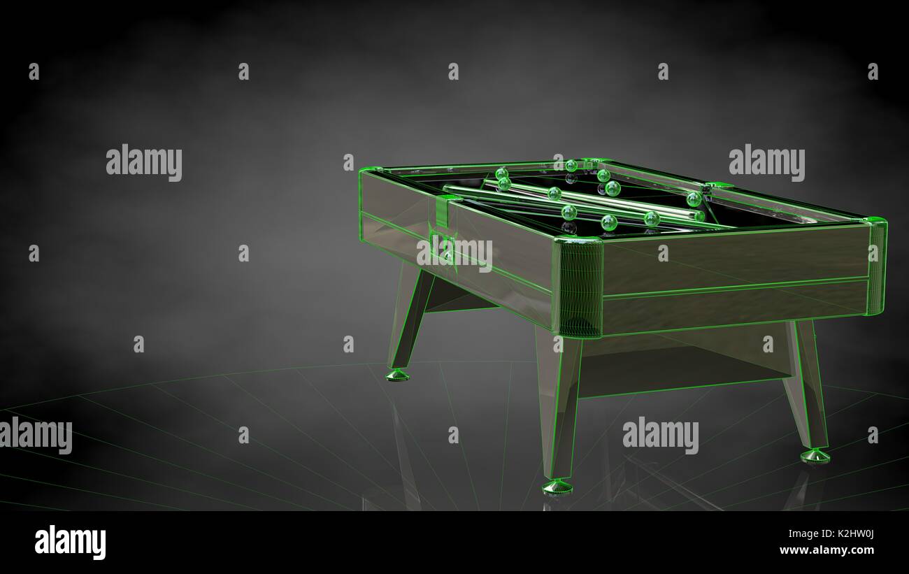 3d rendering of a reflective billiard table on a dark black background ...