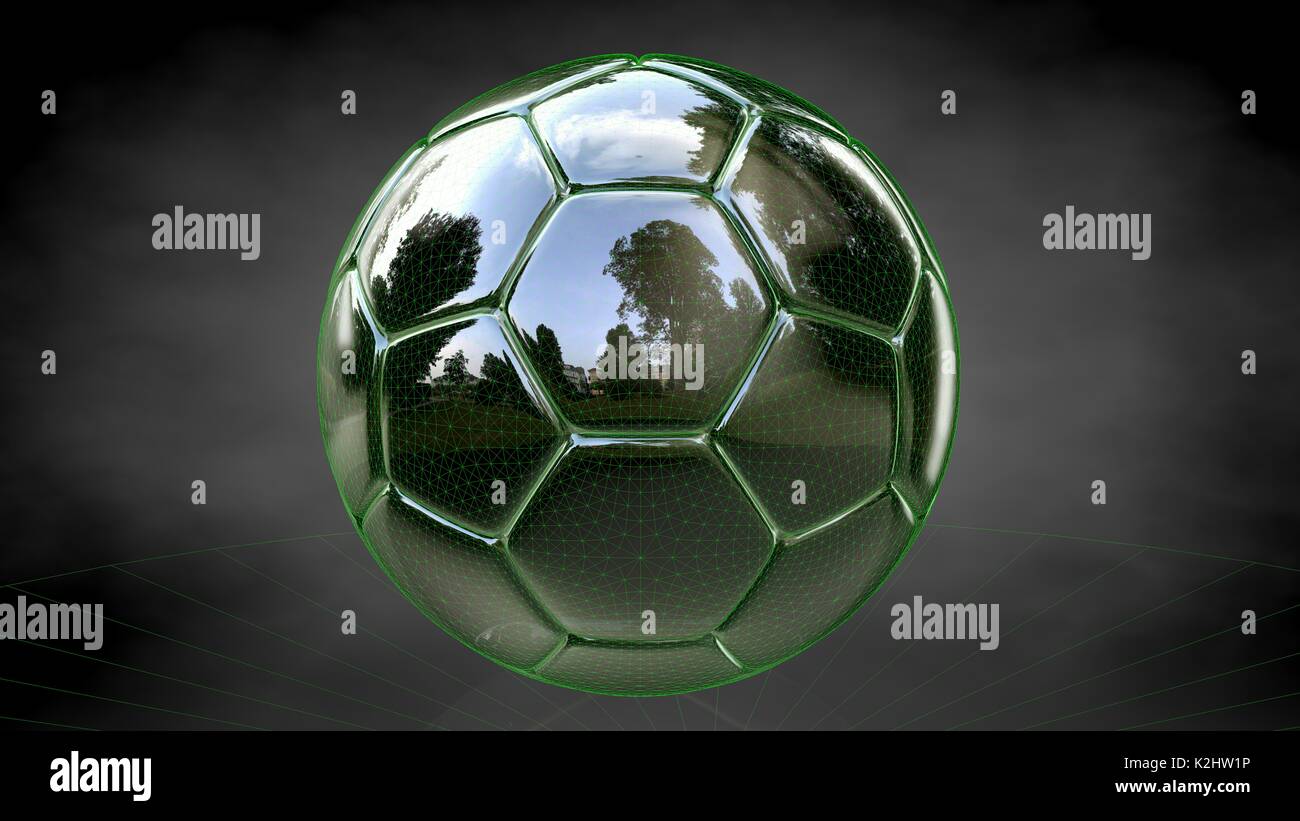 3d rendering of a reflective ball on a dark black background Stock ...