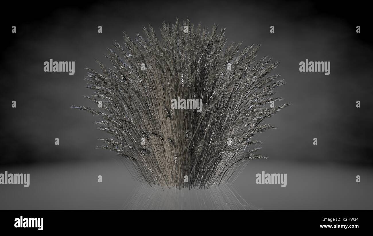 3d rendering of an abstract reflective tree on a dark black background ...